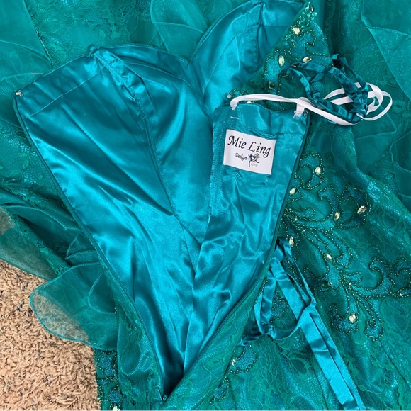Mie Ling | Dresses | Mie Ling Gorgeous Teal Beaded Sweetheart Trumpet ...